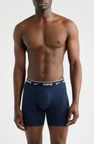 Nike Dri-fit Essential Assorted 3-pack Stretch Cotton Boxer Briefs - Blue/black Assorted