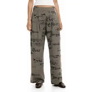 Desigual Check Print Pleated Front Trousers