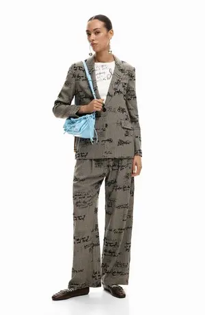 Desigual Check Print Pleated Front Trousers