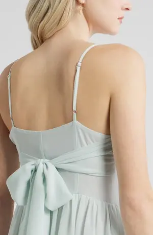 Bp. Tiered Chiffon Maxi Cocktail Dress - Green Cloud