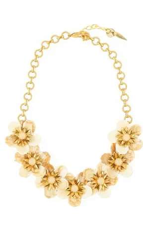 Deepa Gurnani Yuka Flower Statement Necklace - Gold