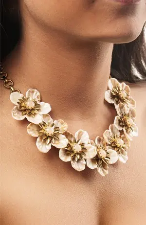 Deepa Gurnani Yuka Flower Statement Necklace