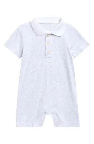 LITTLE ME Rib Polo Romper - Grey