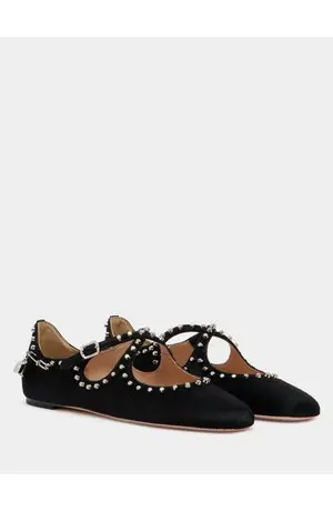 Bally Ballyrina Studded Pony Hair Flats - Black