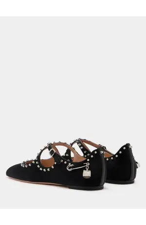 Bally Ballyrina Studded Pony Hair Flats - Black