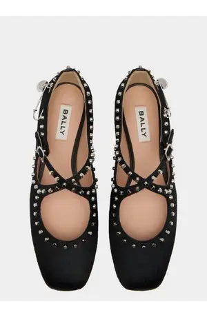 Bally Ballyrina Studded Pony Hair Flats - Black
