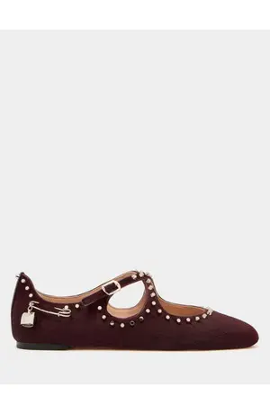 Bally Rina Flat In Pony Hair With Studs - Red