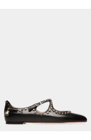 Bally Rina Flat In Leather With Studs - Black
