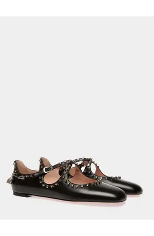 Bally Ballyrina Leather Flat With Studs - Black