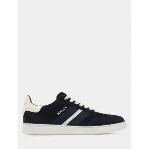 Bally Retro Crest Sneaker In Calf Suede - Blue