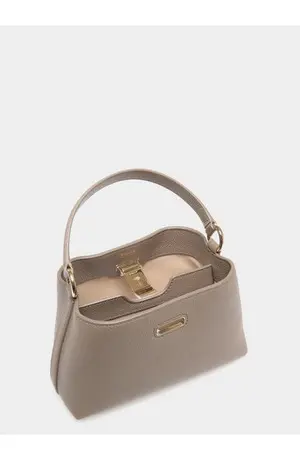 Bally Lock Me Mini Bag In Grained Leather - Brown