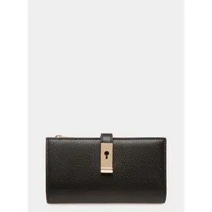 Bally Lock Me Long Wallet In Grained Leather - Black