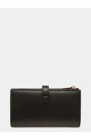 Bally Lock Me Long Wallet In Grained Leather - Black