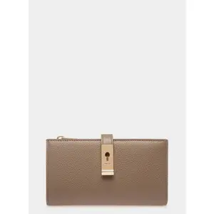 Bally Lock Me Long Wallet In Grained Leather - Brown
