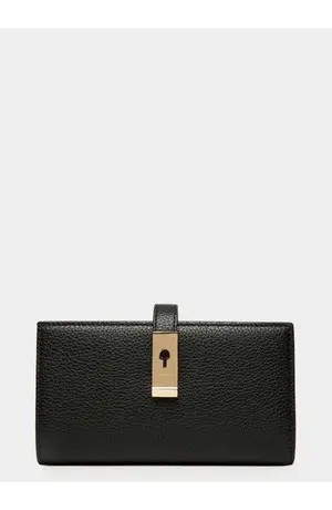 Bally Lock Me Long Wallet In Leather - Black