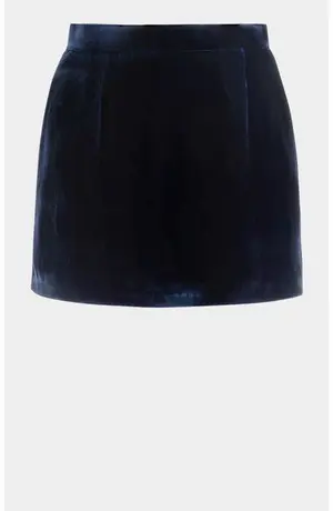 Bally Mini Skirt In Marine Velvet - Blue