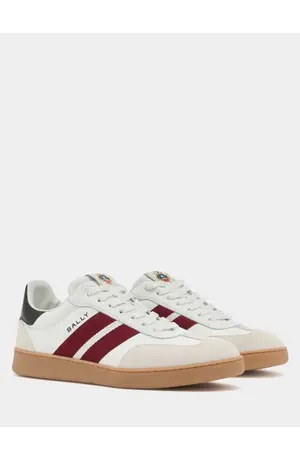 Bally Retro Crest Leather Sneakers - White/blk/ballyred