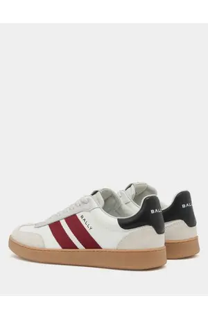 Bally Retro Crest Leather Sneakers - White/blk/ballyred