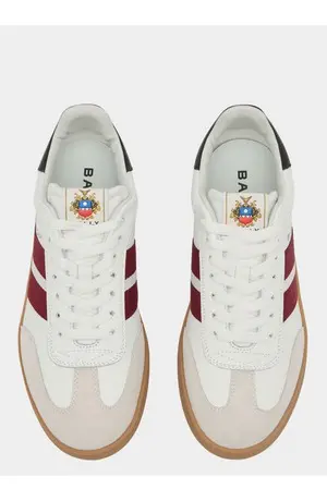 Bally Retro Crest Leather Sneakers - White/blk/ballyred