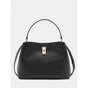 Bally Lock Me Top Handle Bag In Grained Leather - Black