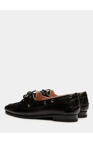 Bally Plume Leather Moccasin - Black