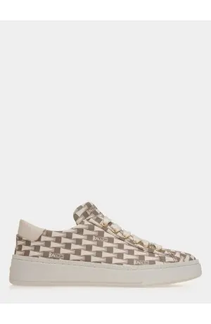 Bally Raise Sneaker In Pennant Motif Fabric - Natural