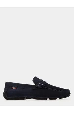 Bally Pilot Driver In Calf Suede - Blue