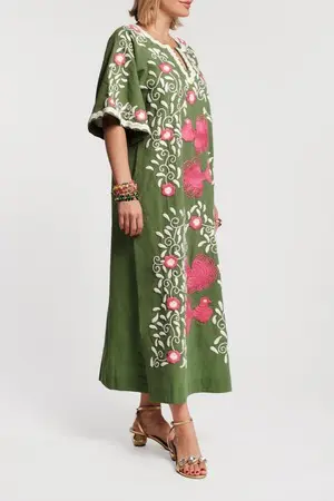FRANCES VALENTINE Peacock Caftan - Treetop/multi