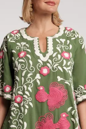 FRANCES VALENTINE Peacock Caftan - Treetop/multi