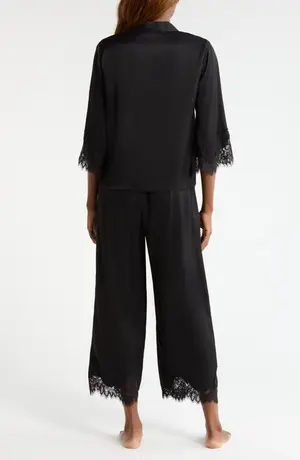 Nordstrom Midnight Lace Satin Pajamas - Black