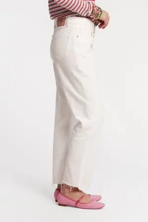 FRANCES VALENTINE Straight-leg Jeans With Frayed Hem