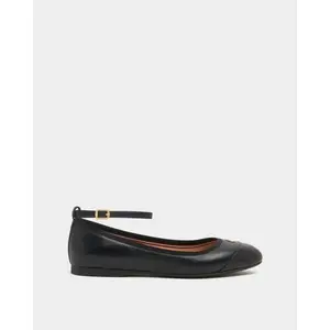Bally Ysla Ballet Flat In Dusty Petal Leather - Black