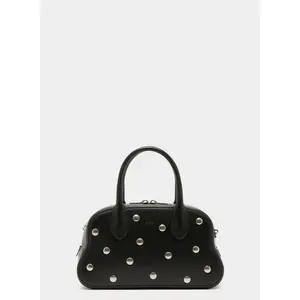 Bally Unda Top Handle Bag In Grained Calf Leather - Black+palladio