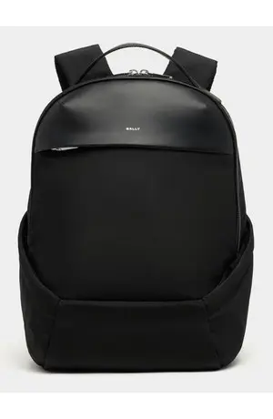 Bally Vogel Backpack In Nylon And Recycled Leather - Black+palladio