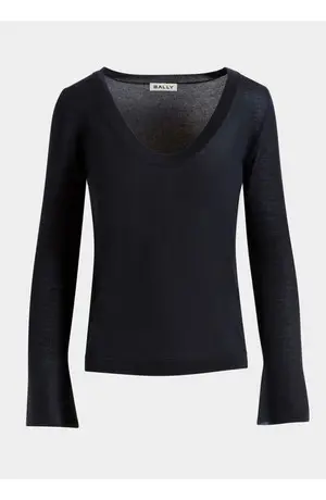 Bally V-neck Knit Top - Blue