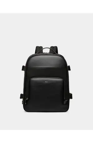 Bally Vogel Backpack In Nylon And Recycled Bovine Leather - Black+palladio