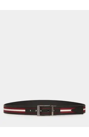 Bally Shiffie 35 Mm Reversible Belt - Black+red/bone+rut