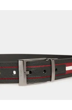 Bally Shiffie 35 Mm Reversible Belt - Black+red/bone+rut