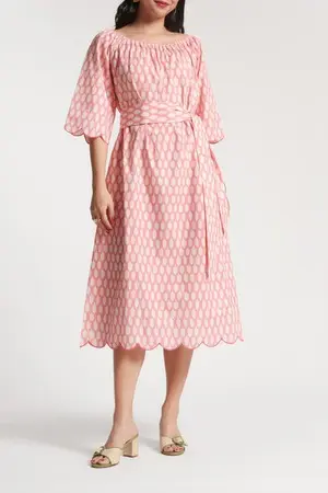 FRANCES VALENTINE Coco Midi Loop Dress - Pink/oyster