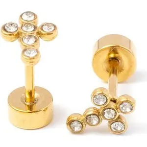 PIP POP Diamond Cross Earrings - Gold