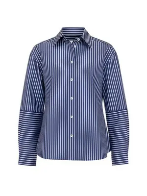 CALLAS MILANO Aura Lantern Sleeve Stripe Shirt - Navy/white