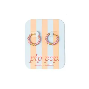 PIP POP Braided Hoop Earrings - Pink