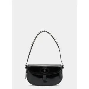 Bally Beckett Small Shoulder Bag In Brushed Leather - Black+palladio