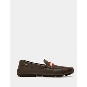 Bally Pilot Drivers In Leather And Fabric - Brown