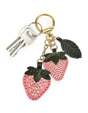 OLD TREND Strawberry Leather Keychain Charm - Blush