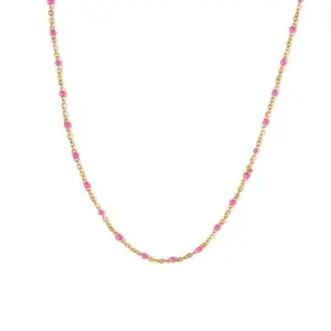 PIP POP Enamel Bead Necklace - Pink