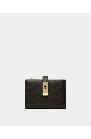 Bally Lock Me Wallet In Grained Leather - Black
