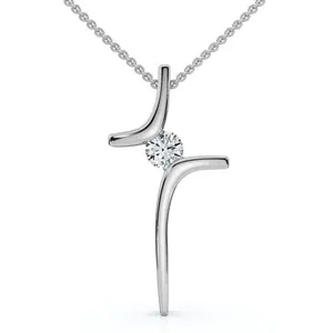 BLISS DIAMOND Diamond Cross 14k Gold Pendant Necklace - White Gold