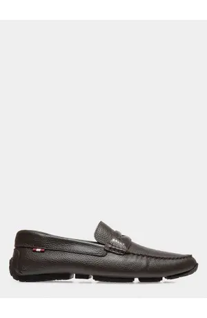 Bally Pilot Driver In Leather With Calf Leather Lining - Ebano 21