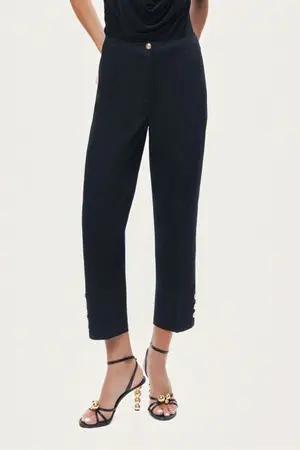 NOCTURNE Gold Button Detail Pants - Black